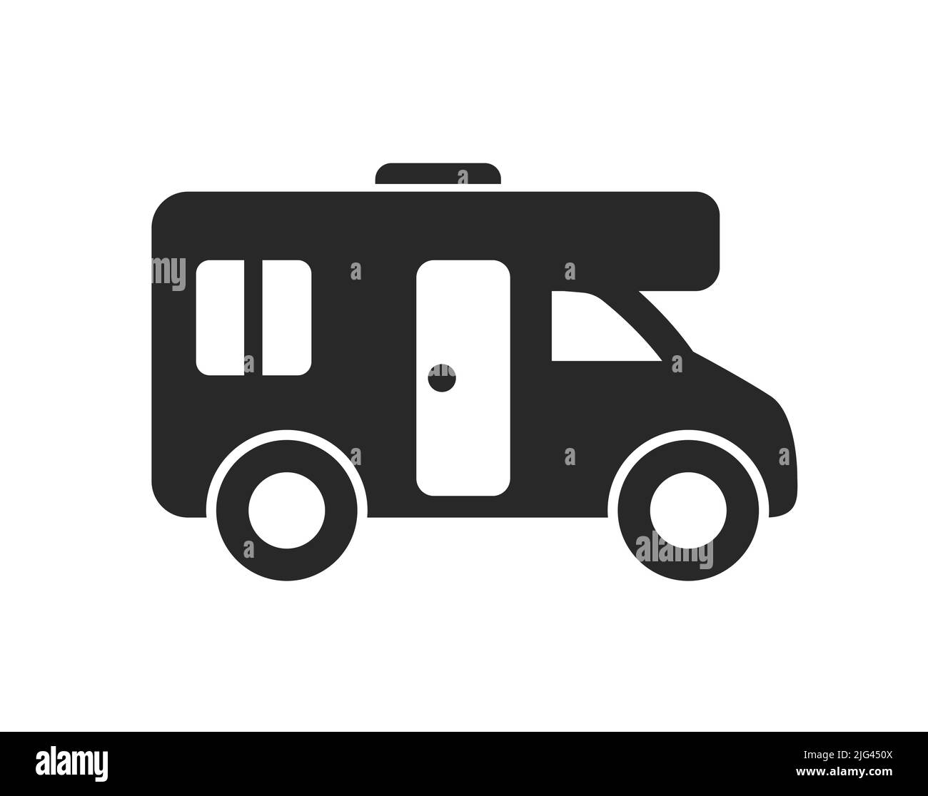 simple motorhome caravan camper black silhouette side view icon symbol ...