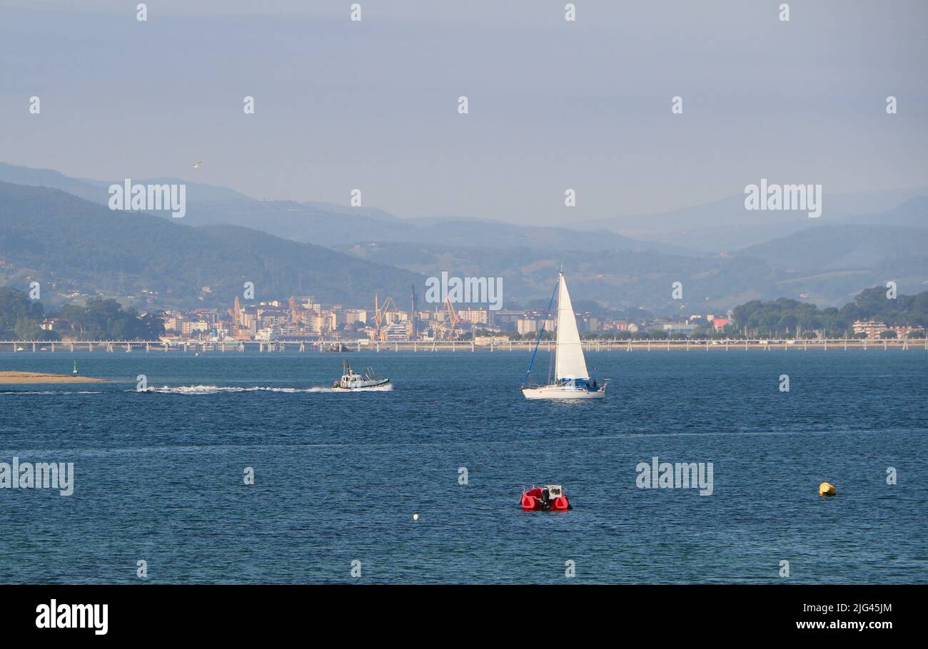 Landscape view of the bay of Santander Cantabria Spain on a sunny ...