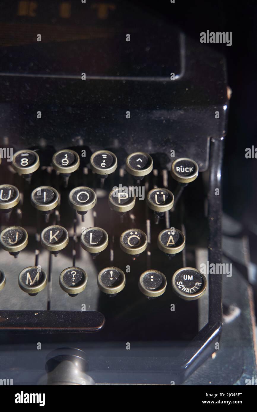 Old iron german typewriter in a museum Stock Photo - Alamy