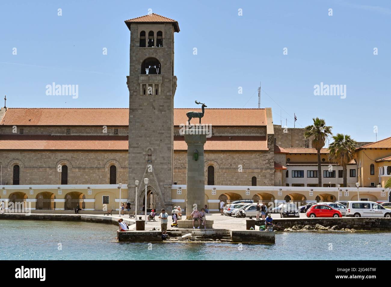 Rhodes, Greece - May 2022: Stone column at the entrance to the town's ...