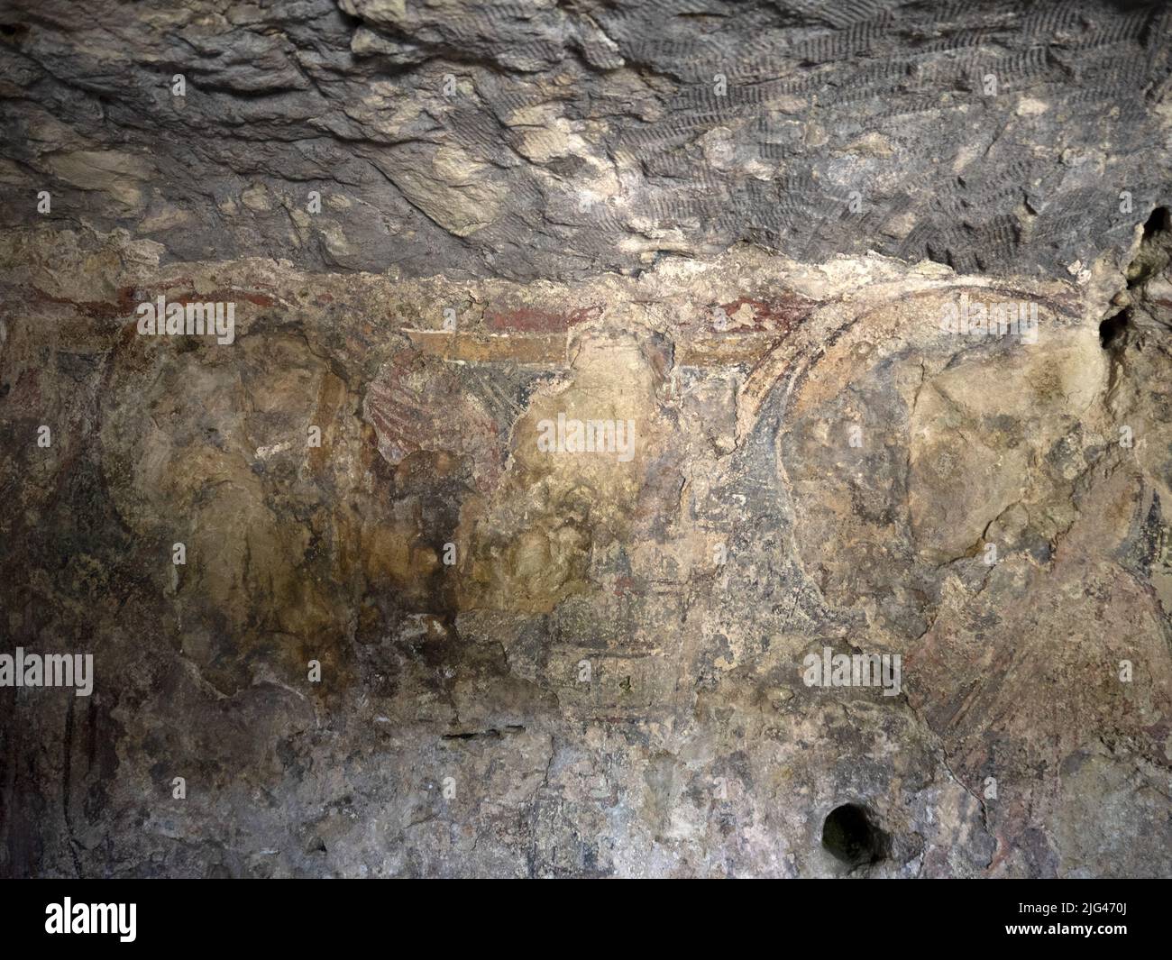 cava d'ispica old church in a cave in sicily italy paintings detail ...