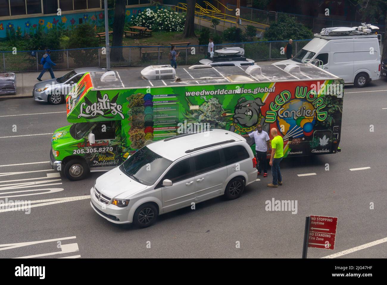 A fender bender between a Weed World van and a car in Chelsea in New ...