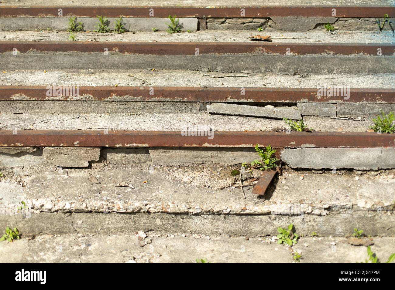 Destroyed steps. Stairs were hollowed out. Old building. Crumbling ...