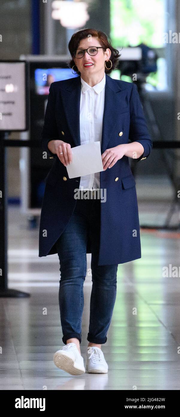 Berlin, Germany. 07th July, 2022. Publicist Ferda Ataman arrives for a ...
