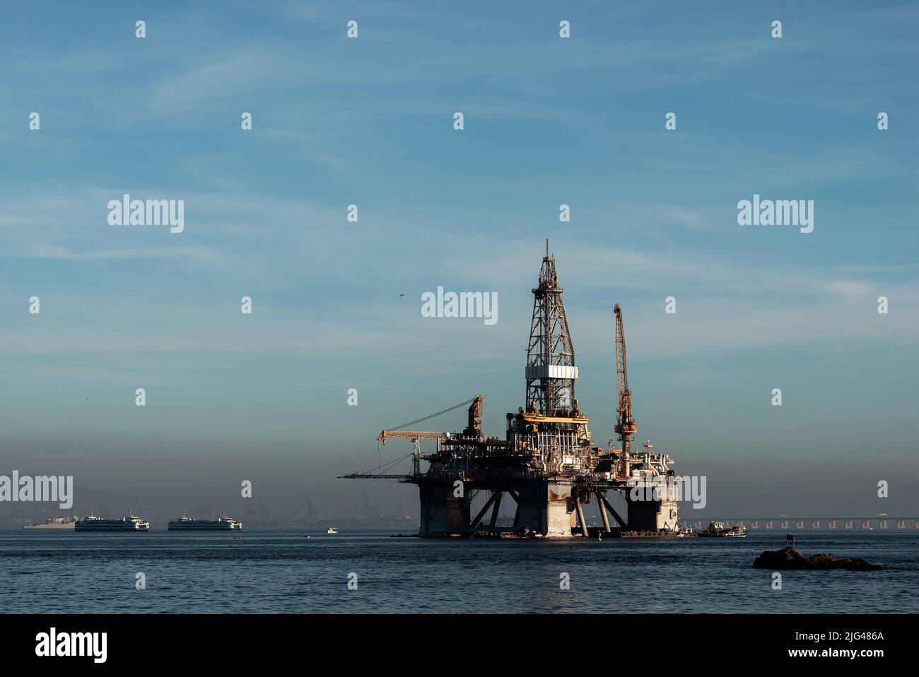 Oil Drilling Rig in Guanabara Bay in Rio de Janeiro, Brazil Stock Photo ...