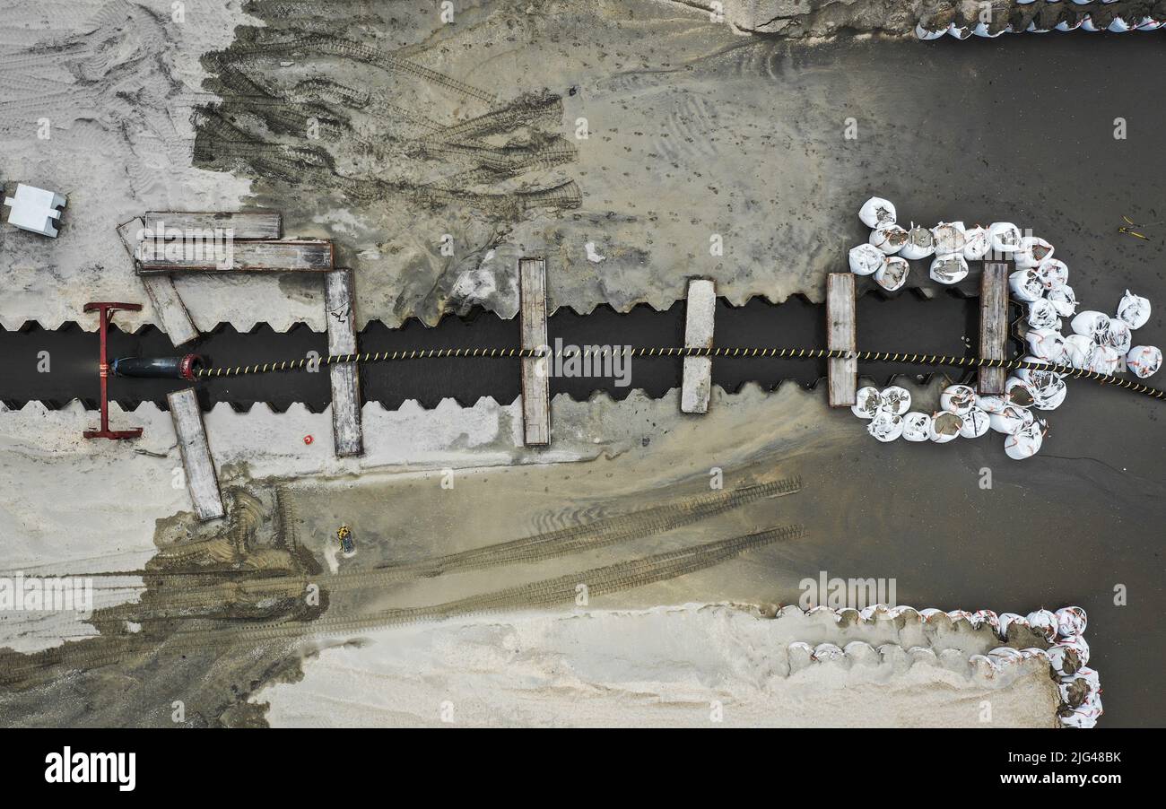 2022-07-07 14:25:53 WIJK AAN ZEE - Drone image of digging trenches for ...