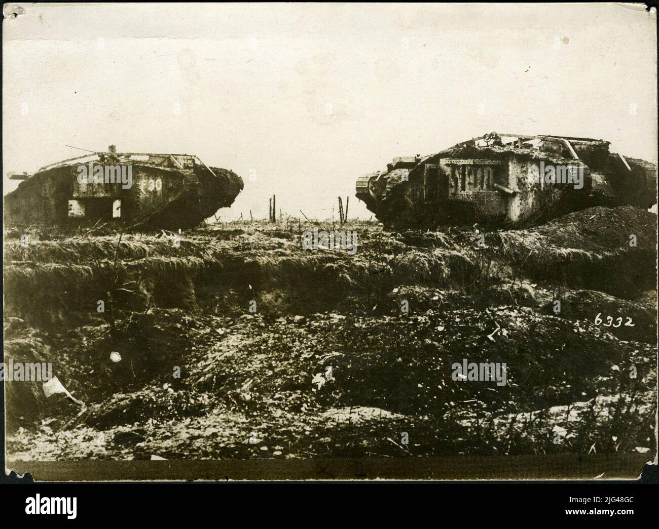 The lost tank battle of the English at Cambrai. Captured English Tanks ...
