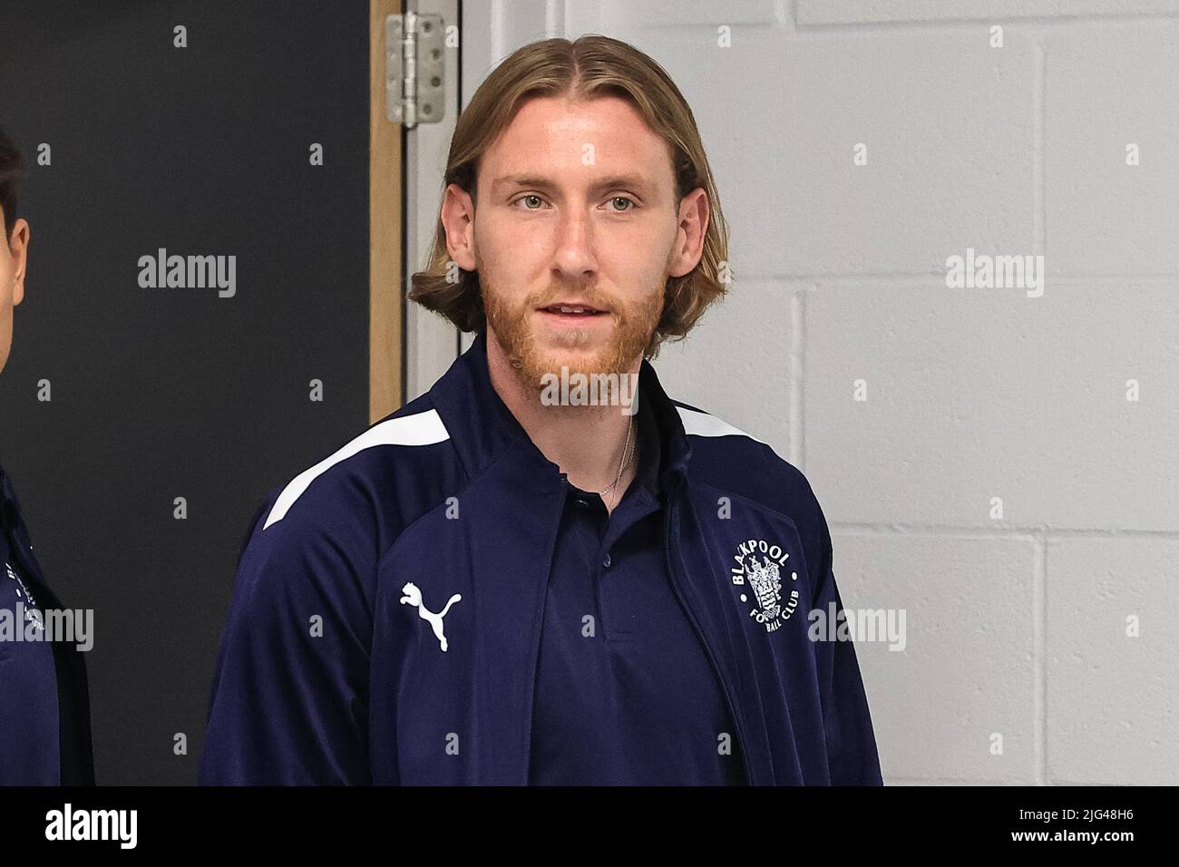 Josh Bowler #11 of Blackpool arrives at the LNER Community Stadium ...