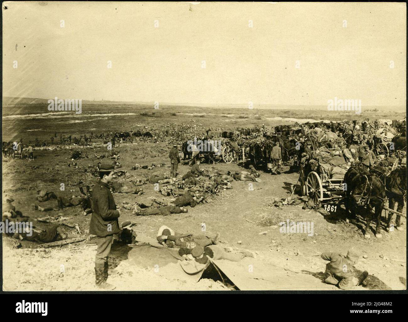 The big battle in the west. Rasting artillery on the battle area in ...
