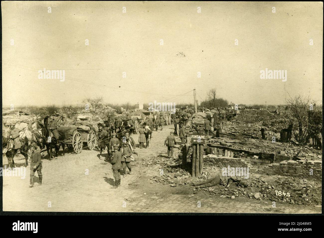 The big battle in the west. Presal German columns on the street in ...