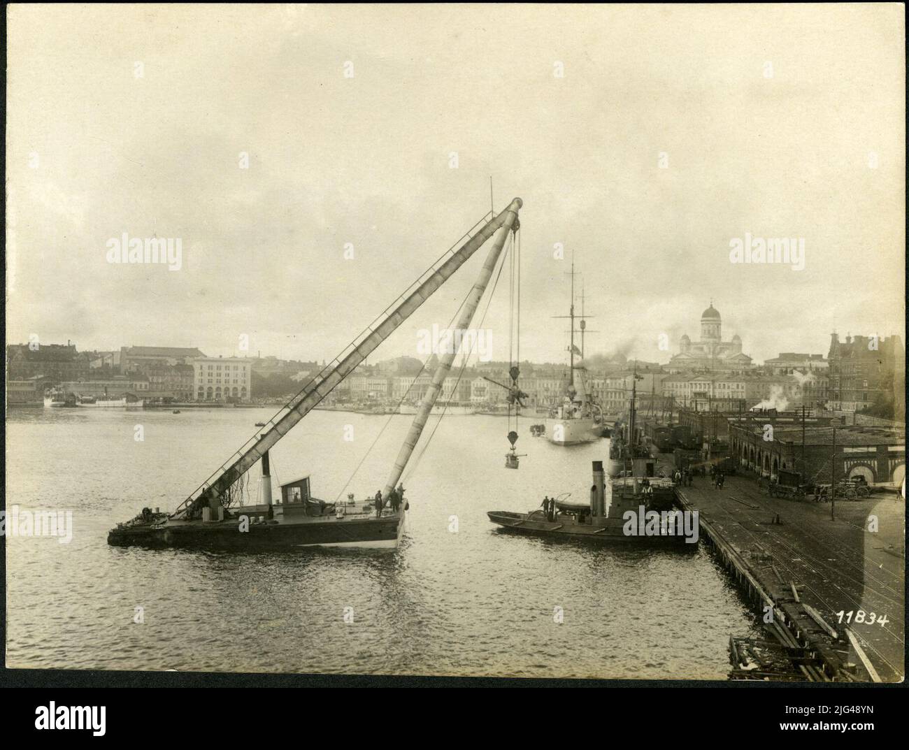 From Finland. Heavy prahm in the port of Helsingsfors, in which 2 guns ...