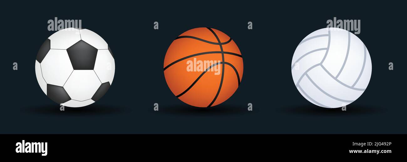 Sport balls vector emoji illustration. Set of soccer, basketball and ...