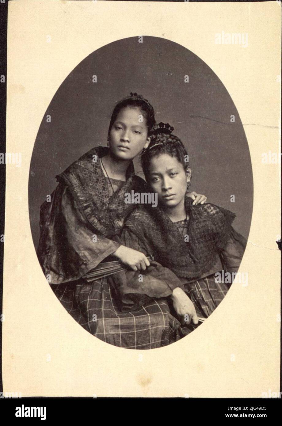 Study portrait of two philippines mestizas. Portrait of study of two ...