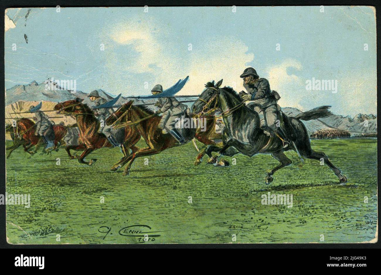 Postcard with the reproduction of a drawing, 1910. Reproduction of a ...