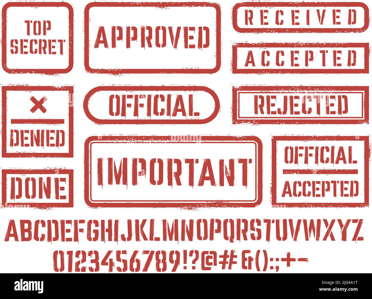 Rubber Stamp Font Grunge Alphabet Letters Rejected And Approved