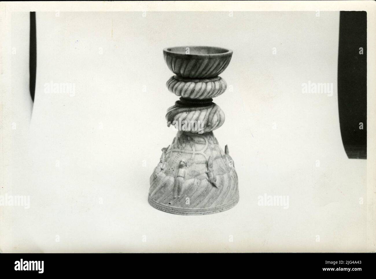 PHOTOGRAPH OF THE MARFIL COPERO P0R CARLOS I, 1950. Ivory cup with four ...