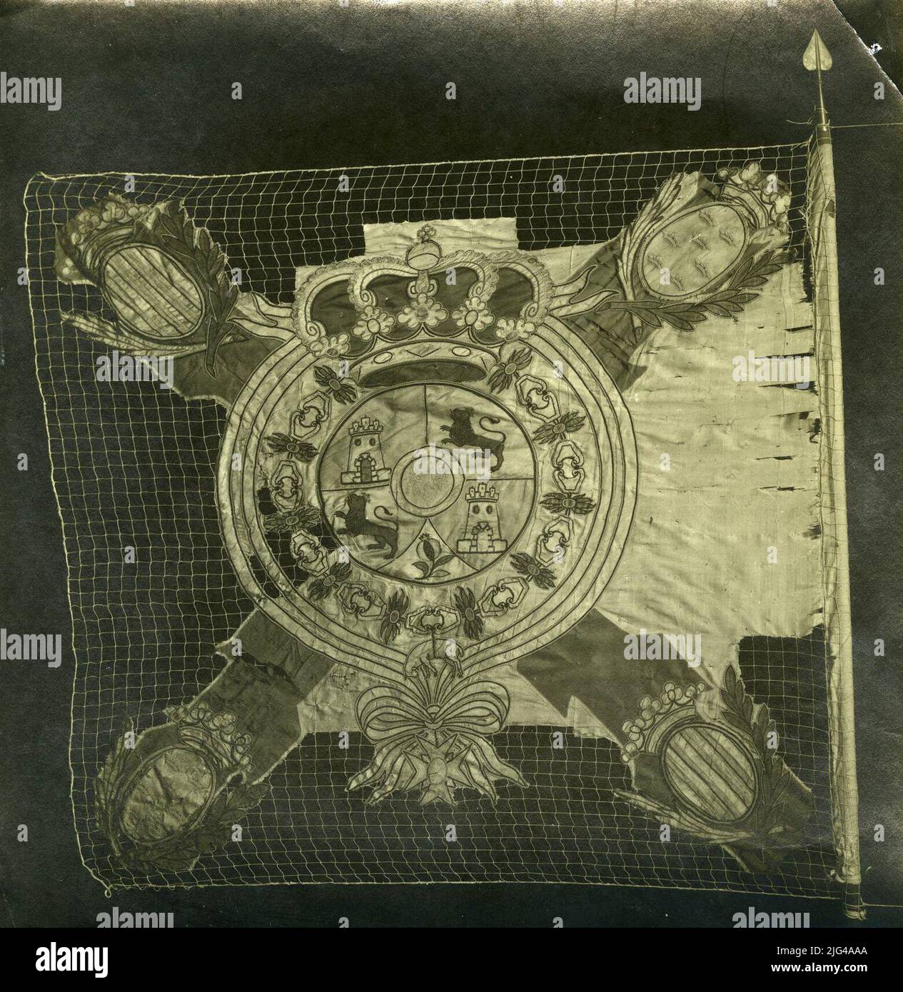 Photograph of Flag Coronel, 1940. In the center, Royal Quarter Shield ...