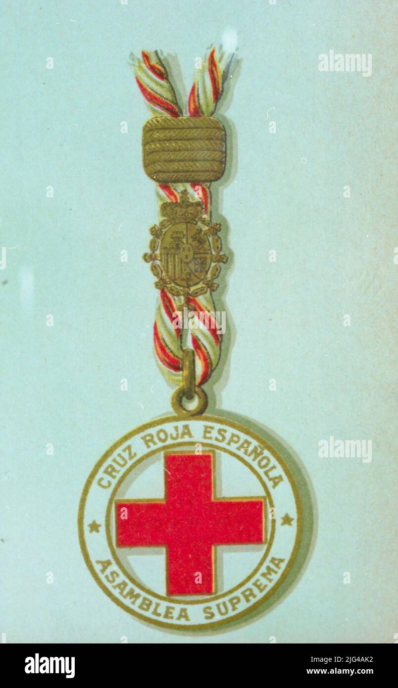 Distinctive for assembly staff: Spanish Red Cross. Illustration to ...