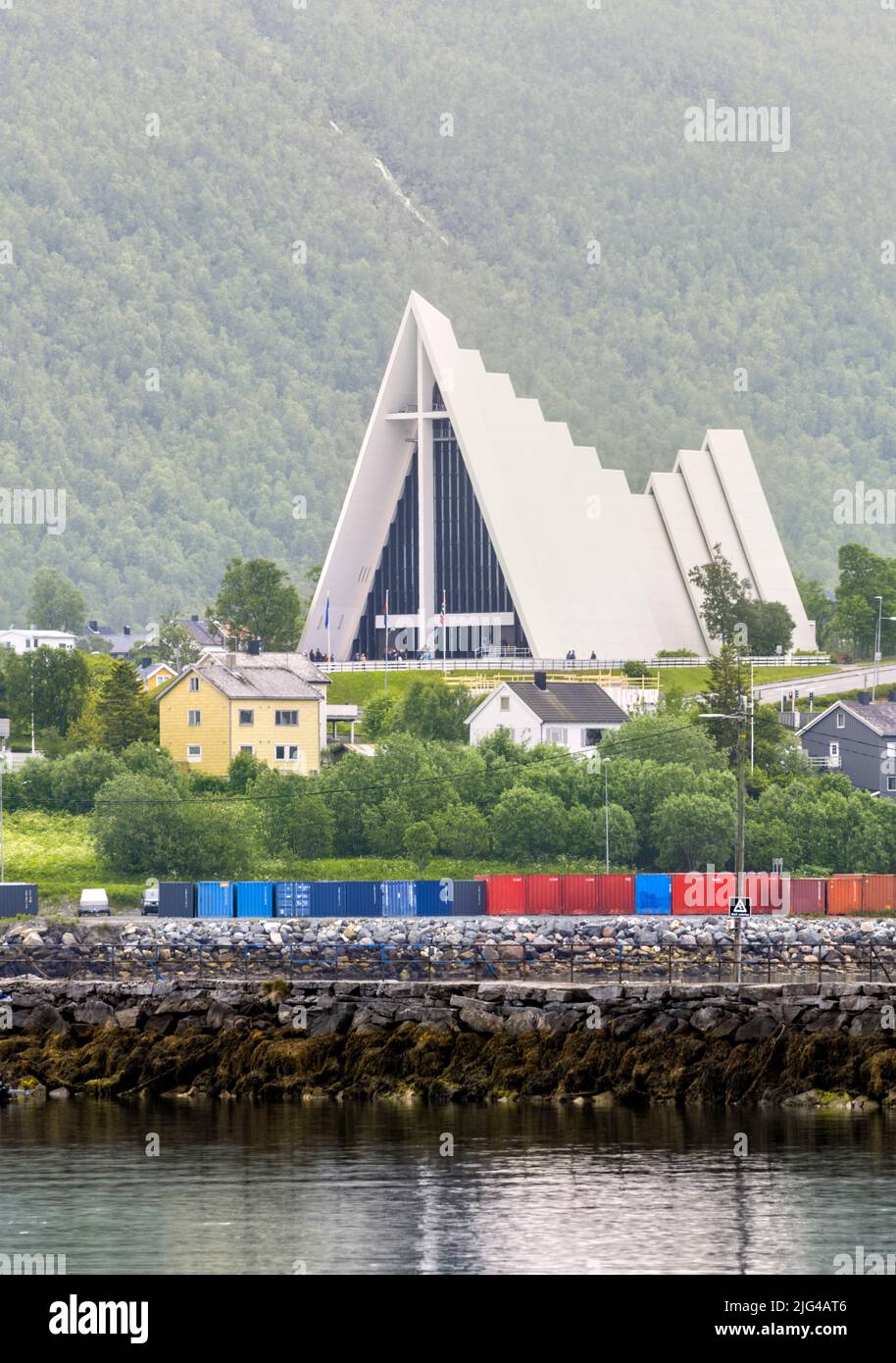 Tromso Church Arctic Cathedral, also known as Tromsdalen Church, Tromso ...