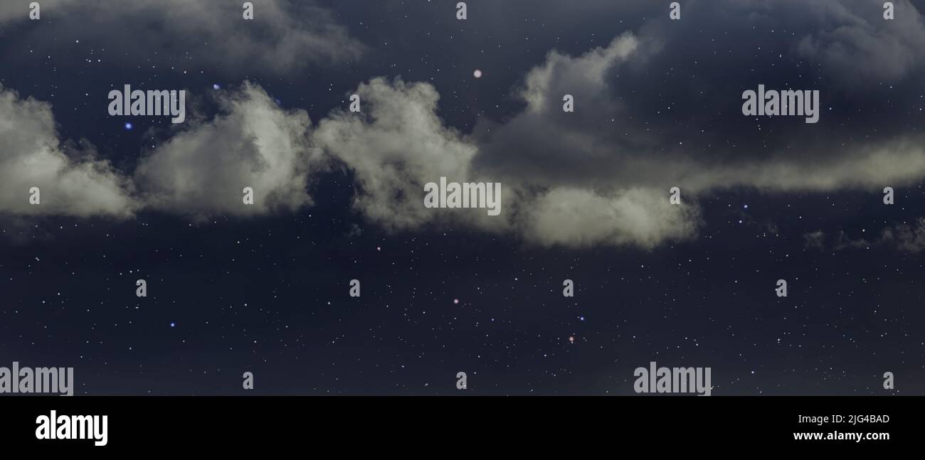 Cloudy night sky with stars. Panorama Stock Photo - Alamy
