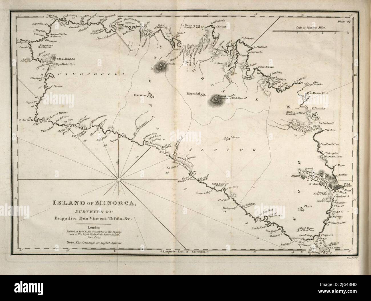 Island of Minorca [cartographic material]. Graduated margins in the sea ...