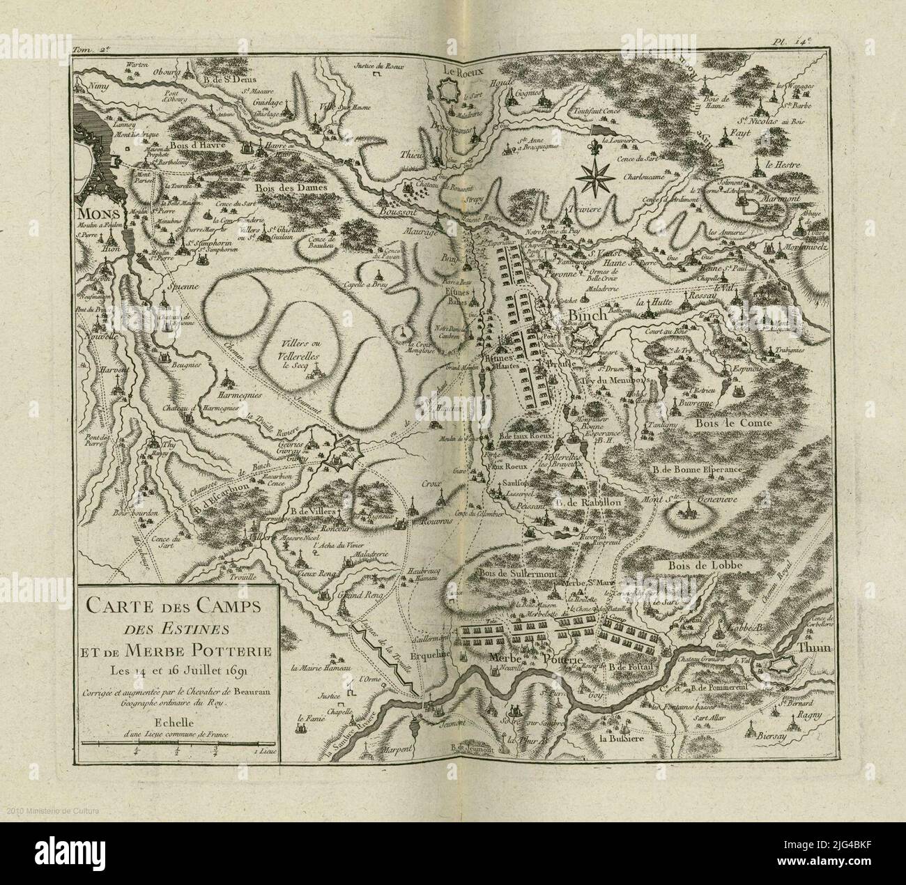 Map of the Estines and Merbe Potterie camps: July 14 and 16, 1691 ...