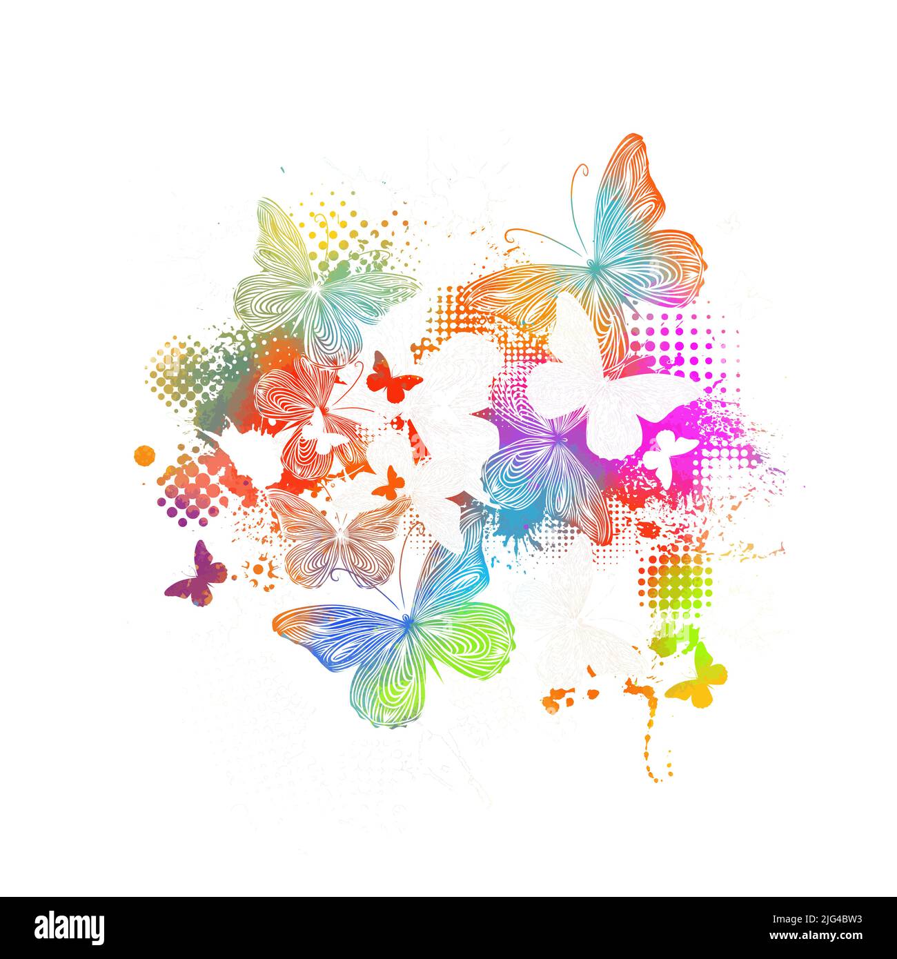 Abstract rainbow butterflies. Vector illustration Stock Vector Image ...