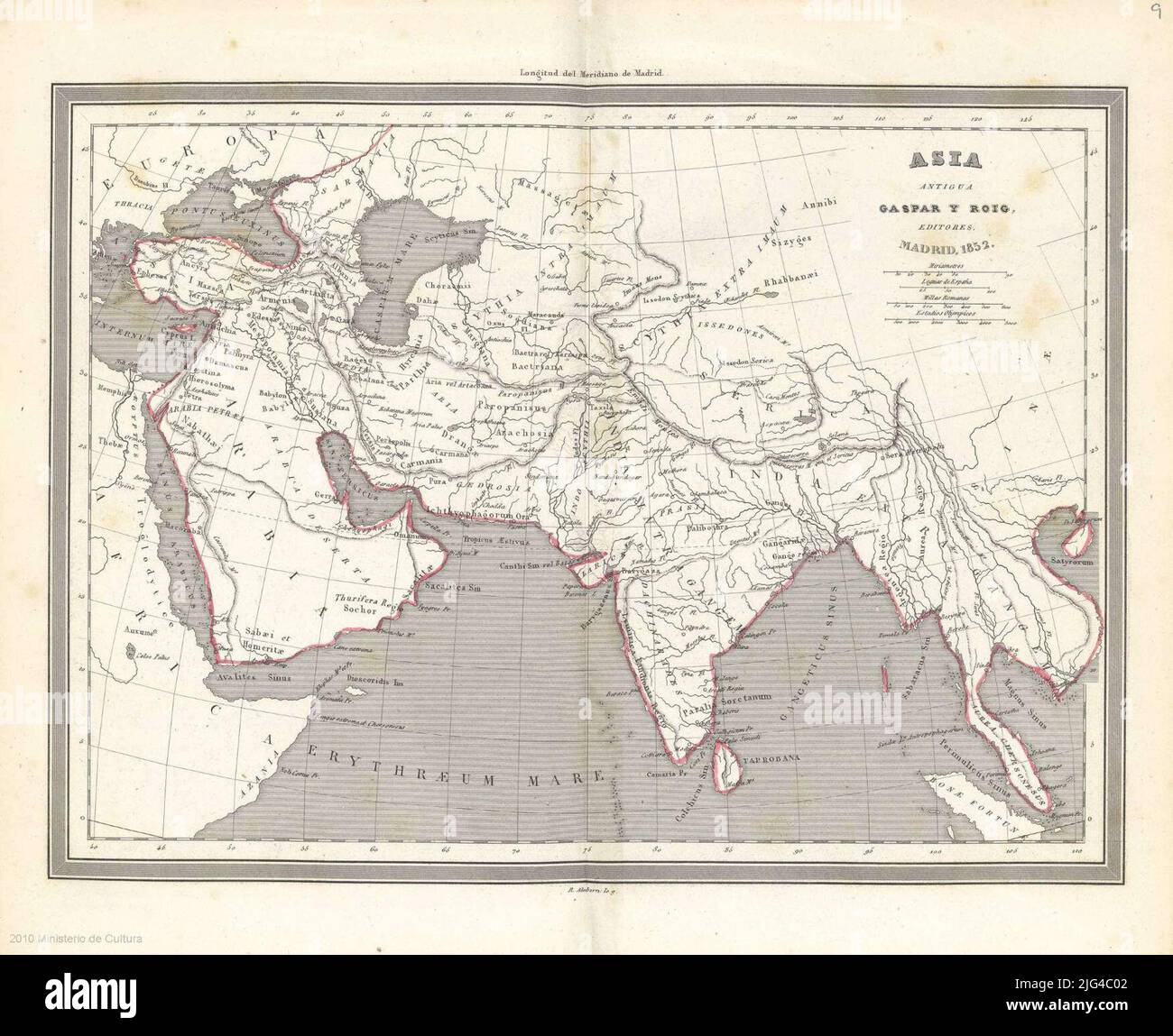 Ancient Asia. Meridian graduate margins of origin: Madrid Relieves by ...