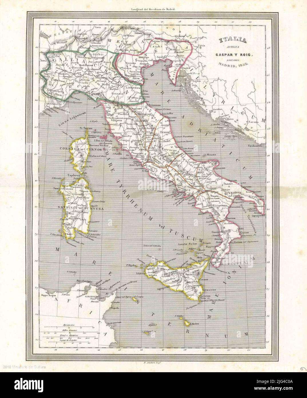 Ancient Italy. Meridian graduate margins of origin: Madrid Relief by ...