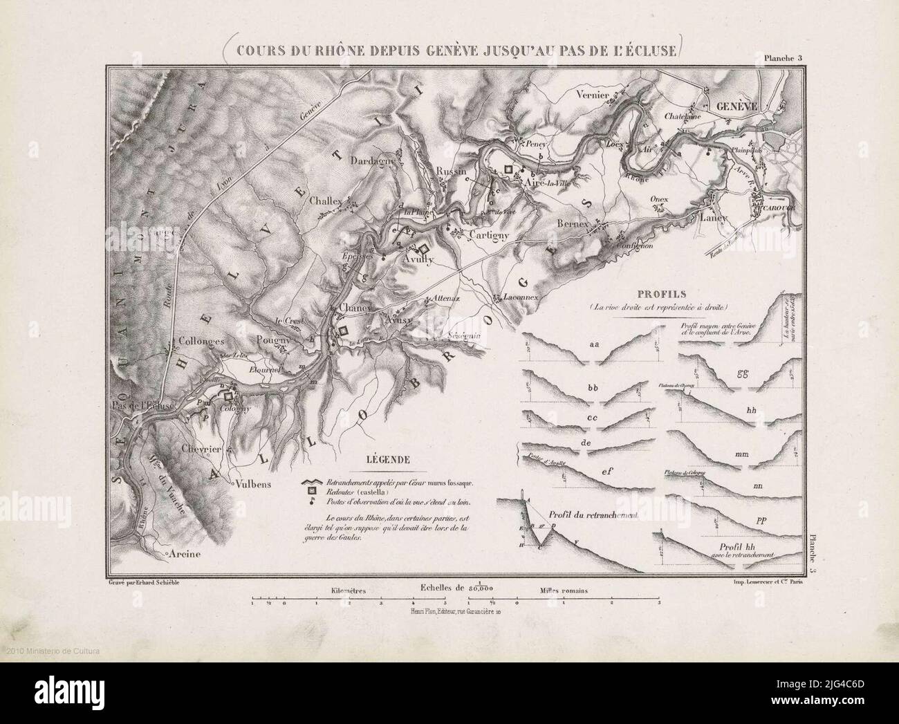 Campaign map against ventes. Graphic scale also in 'kilometers' and ...