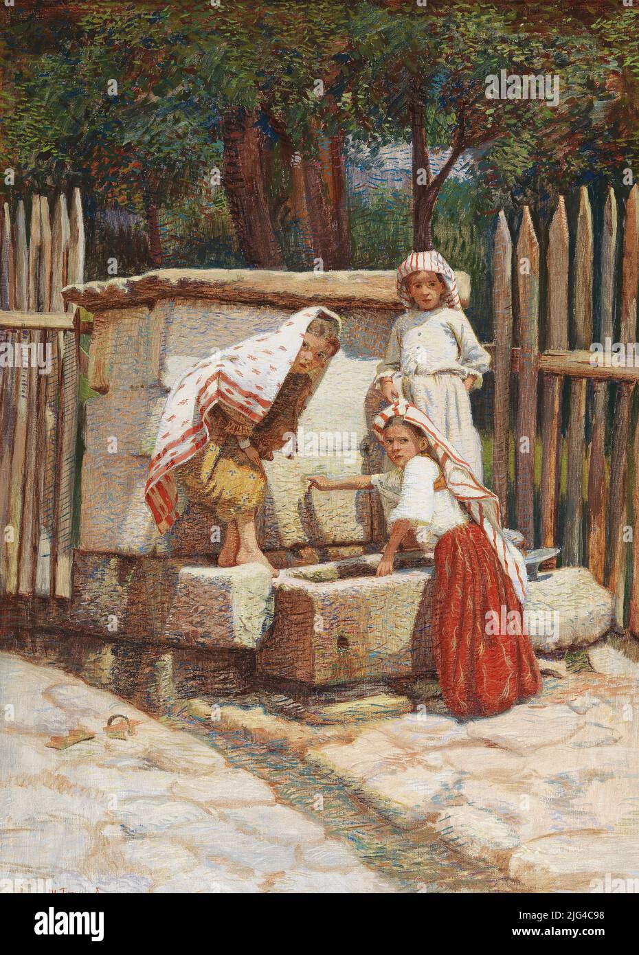 At the Well painting by Spiro Bocaric Stock Photo - Alamy