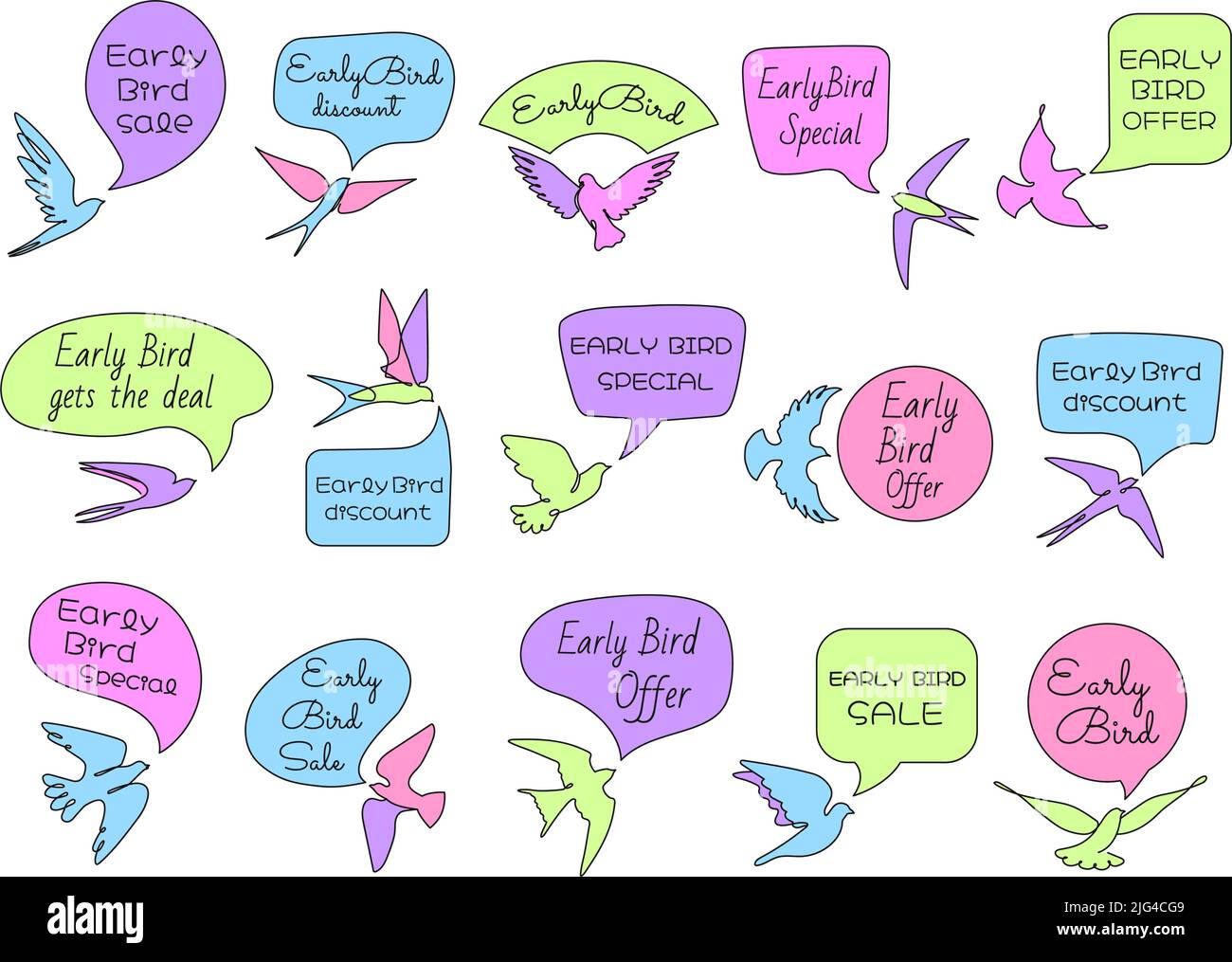 Early bird label. Special discount for early customers, shop sale offer ...