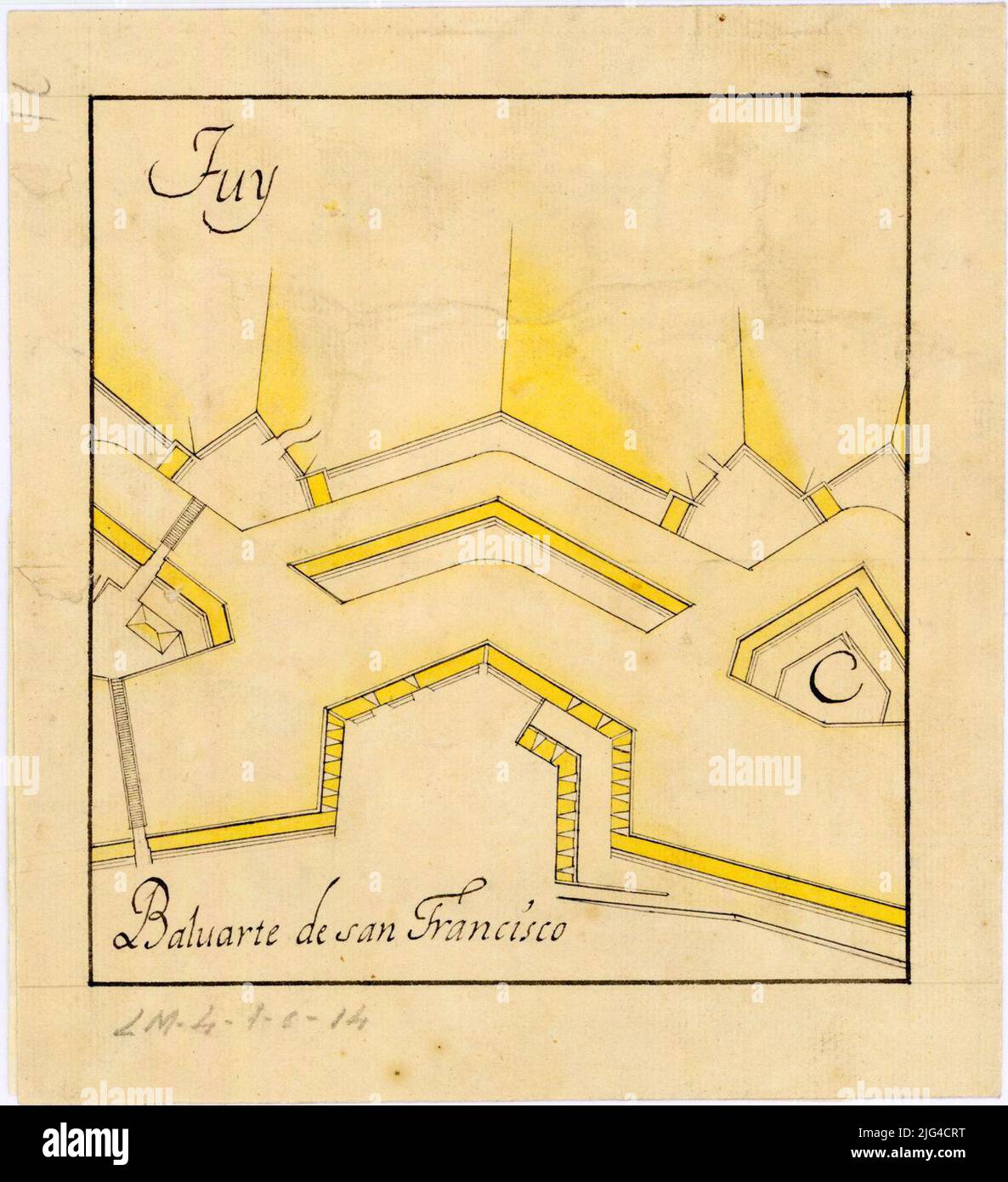 Baluarte de San Francisco: Tuy [Map]. It presents the plane of a part ...