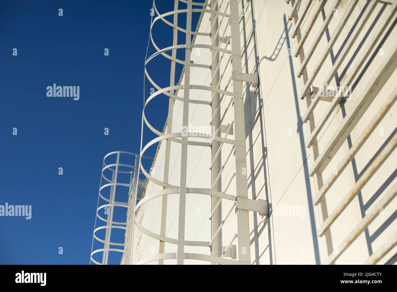 Stairs on building. Stairs for fire safety. Emergency descent. Steel ...