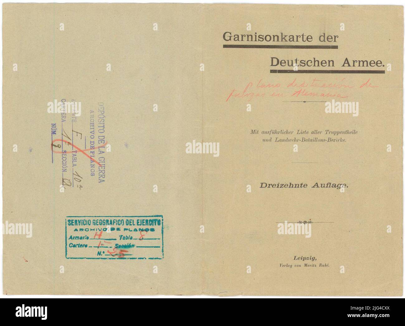 Garrison map of the German Army. Scale found from a latitut degree [= 5 ...
