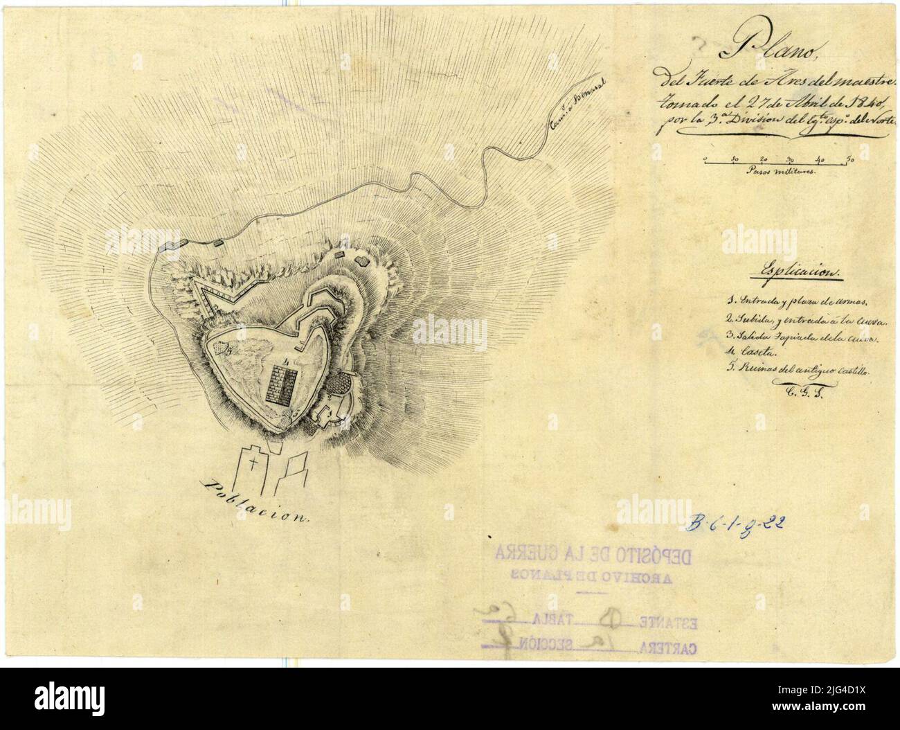 Plane of the Fort of Ares del Maestre taken on April 27, 1840 ...