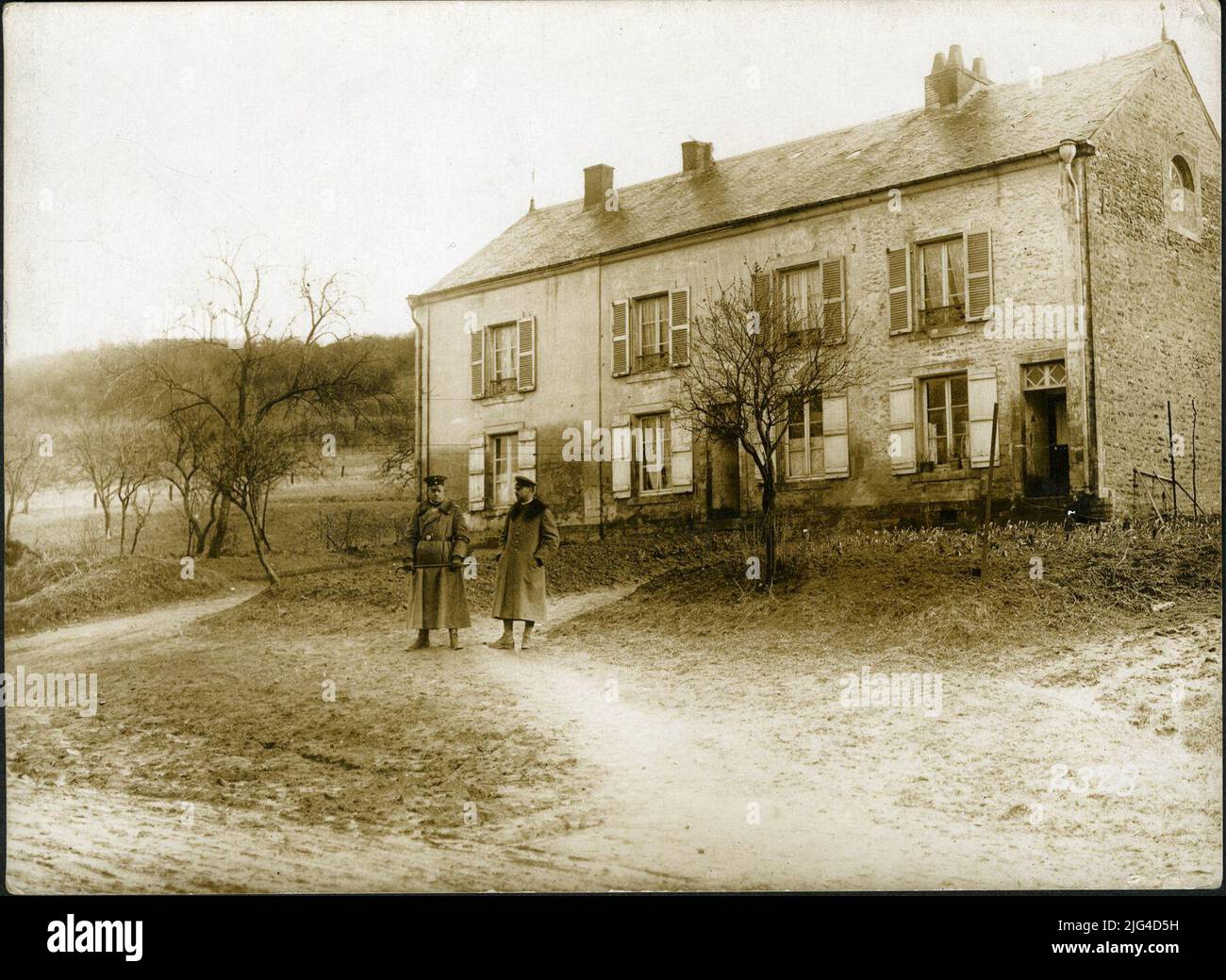 Pictures from the western front. The weaving house at Douchery Stock ...