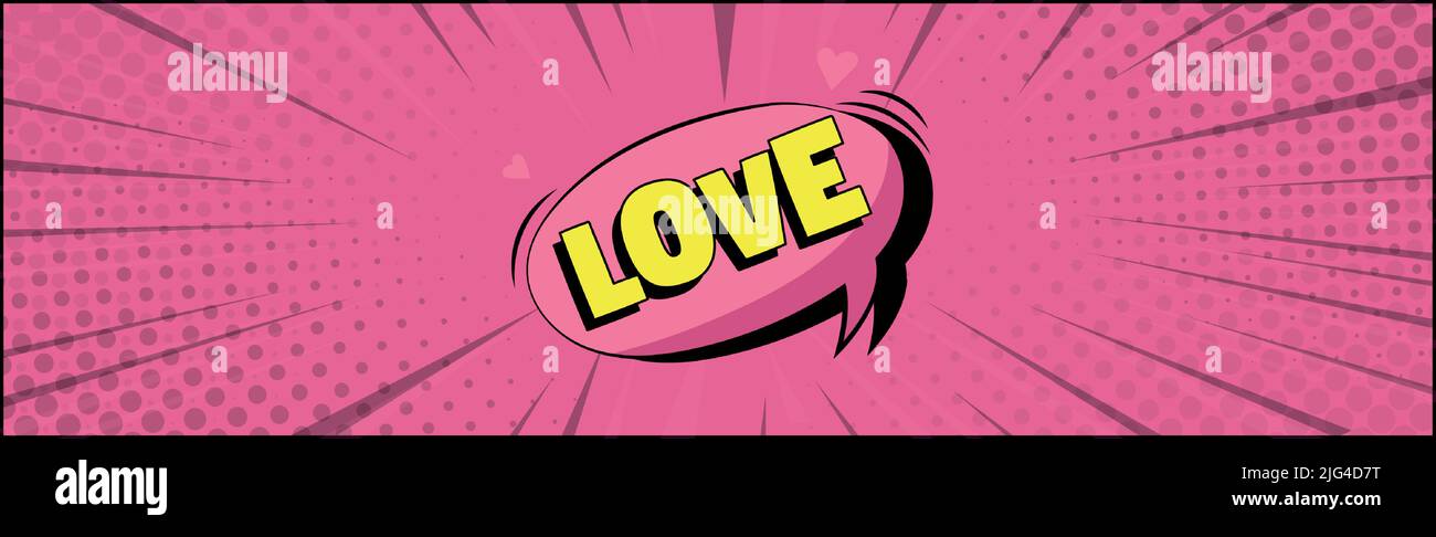 Comic zoom inscription LOVE on a colored background - Vector ...