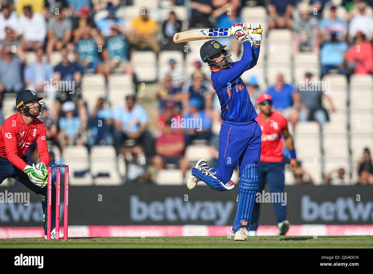 Deepak Hooda of India hits a six (6 Stock Photo - Alamy