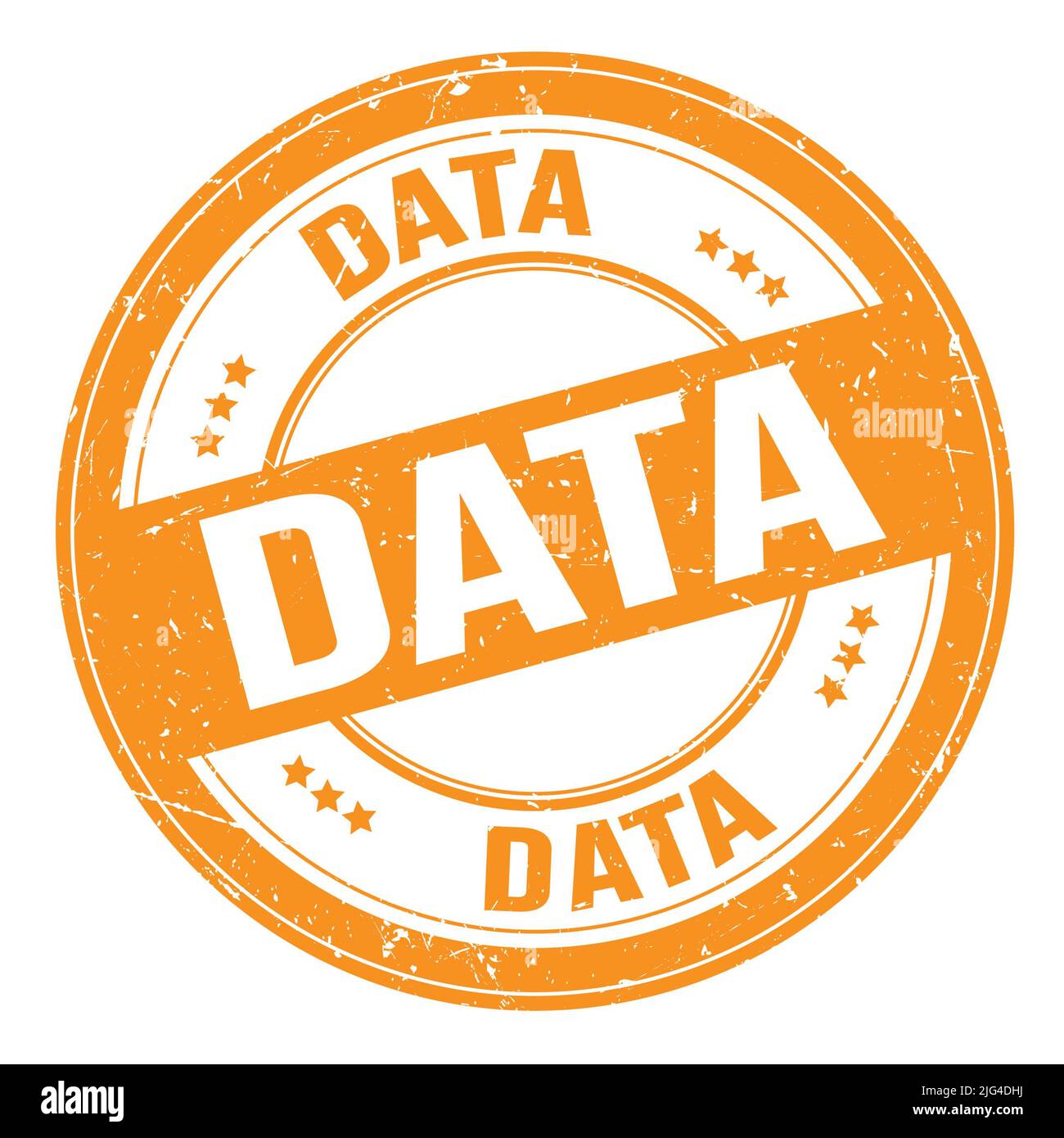 DATA text written on orange round grungy stamp sign Stock Photo - Alamy