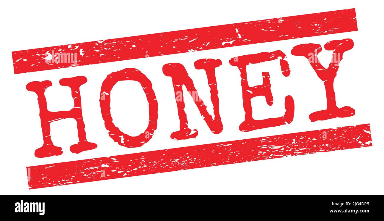 HONEY text written on red grungy lines stamp sign Stock Photo - Alamy