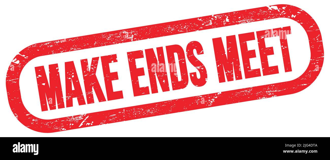 MAKE ENDS MEET, text on red rectangle stamp sign Stock Photo - Alamy