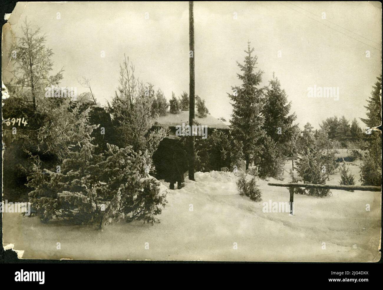 Winter silence in the German quarters on the Eastern Front Stock Photo ...