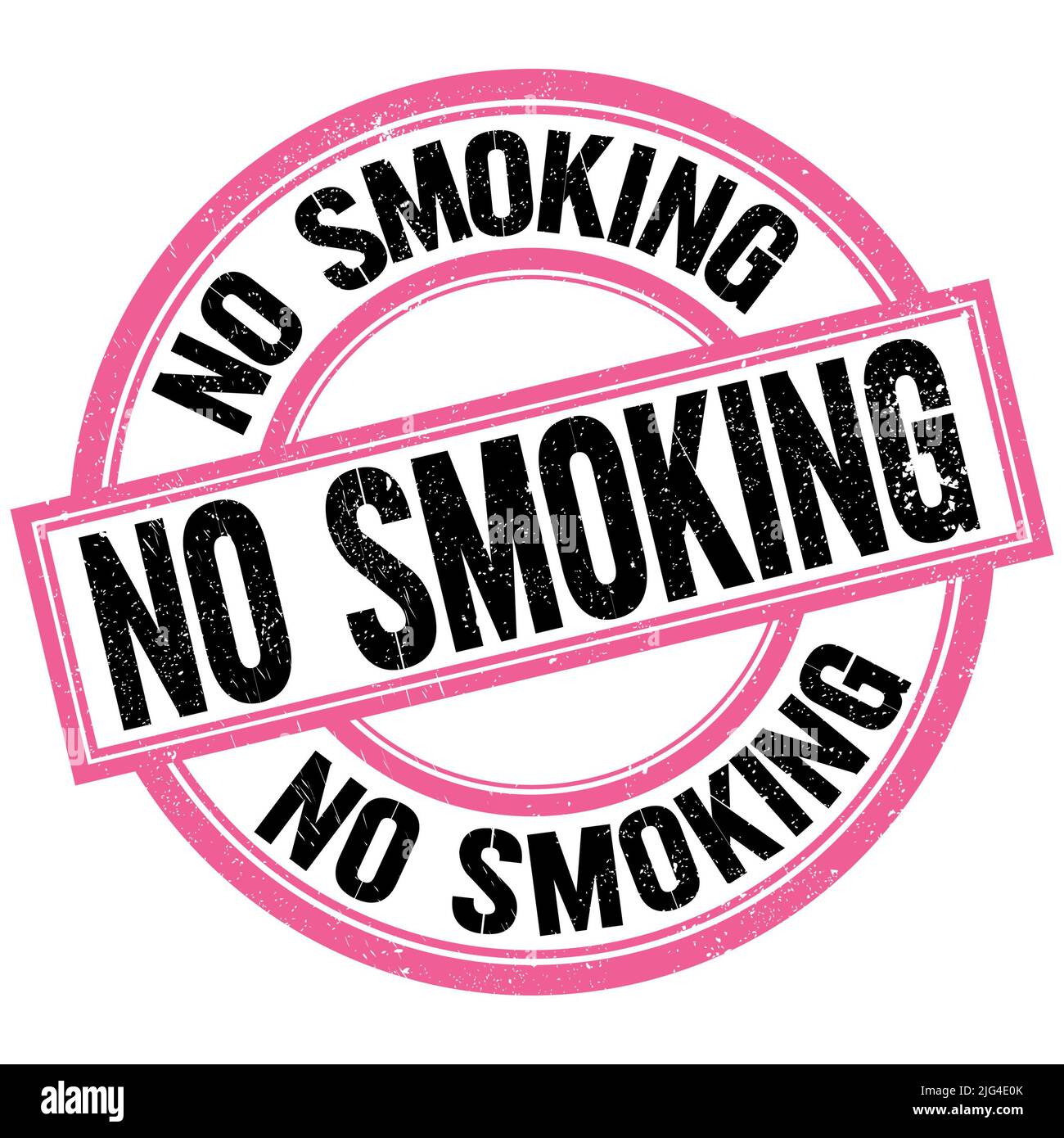 NO SMOKING text written on pink-black round stamp sign Stock Photo - Alamy
