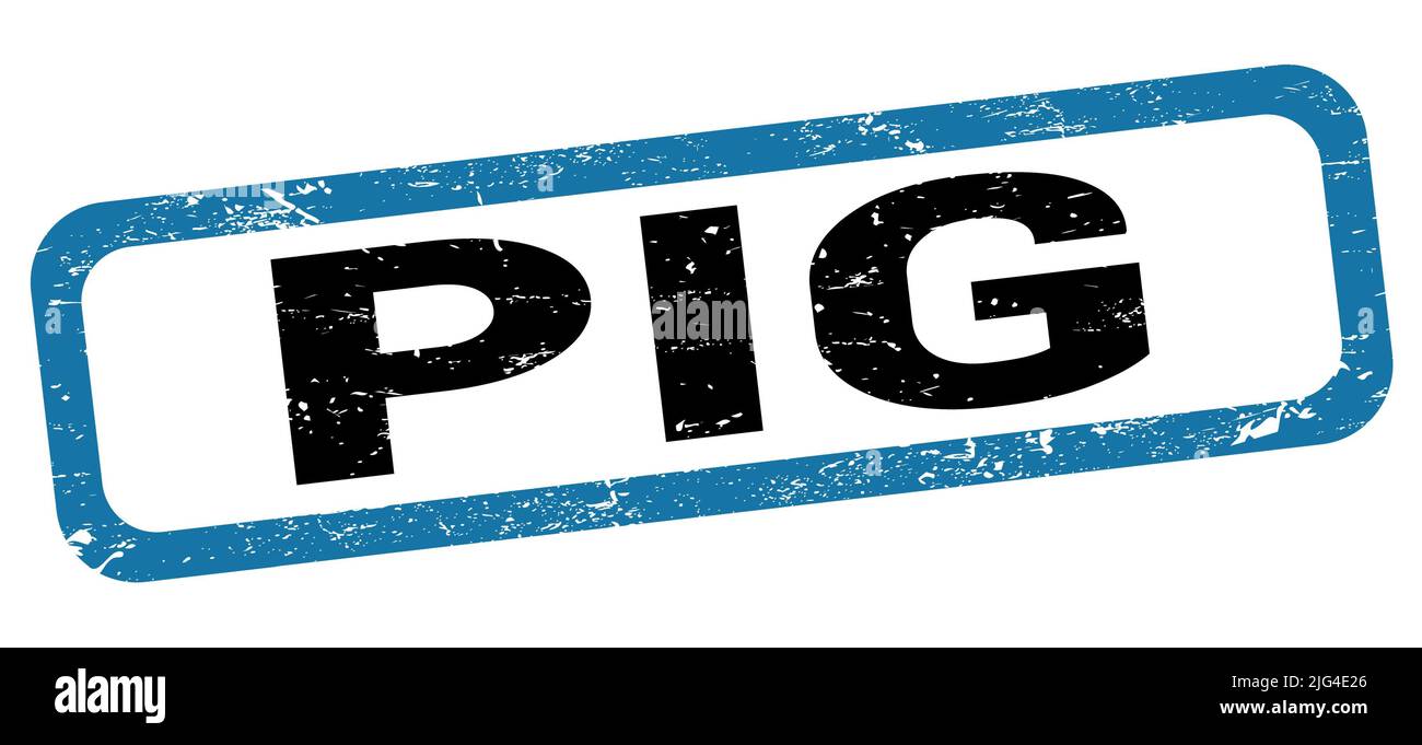 PIG text written on blue-black rectangle stamp sign Stock Photo - Alamy