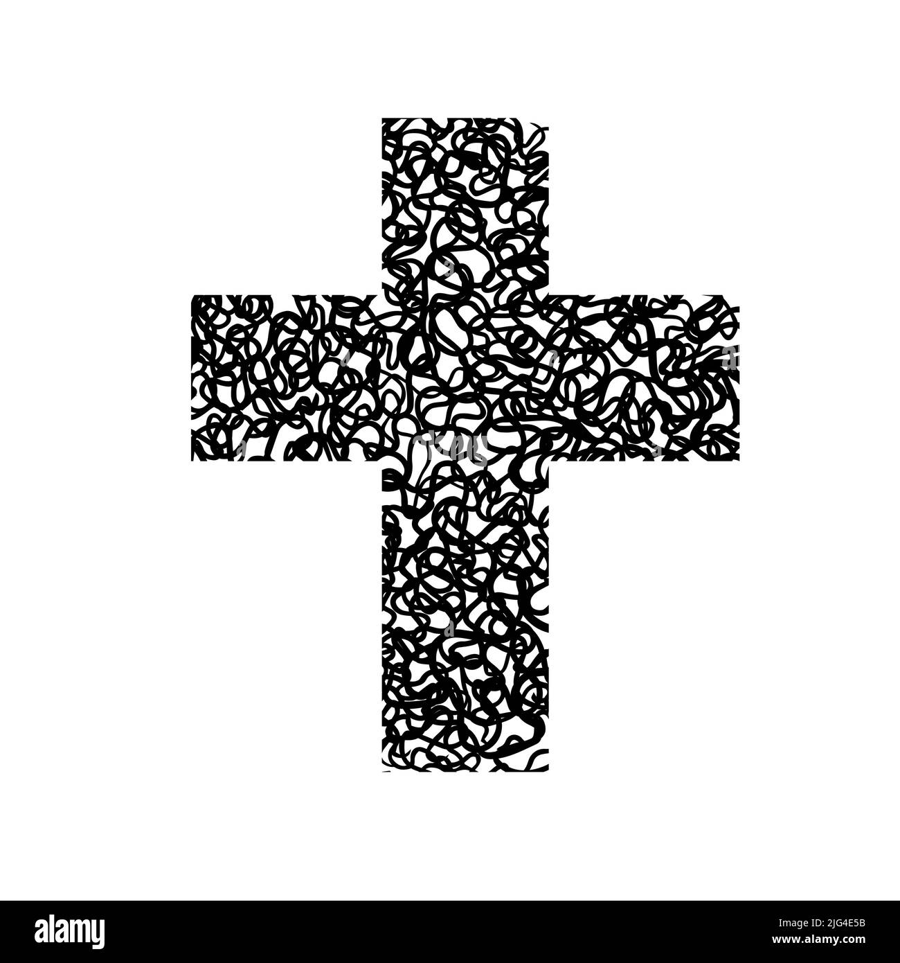 Abstract religious cross from doodle lines. Vector illustration Stock ...