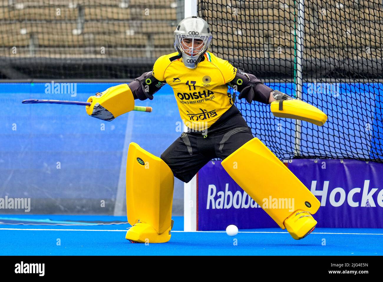 AMSTELVEEN, NETHERLANDS - JULY 7: Goalkeeper Devi Kharibam Bichu of ...