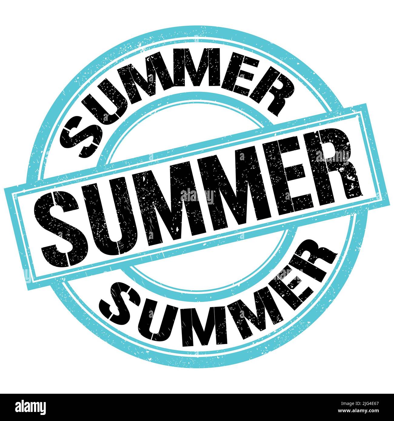 SUMMER text written on blue-black round stamp sign Stock Photo - Alamy