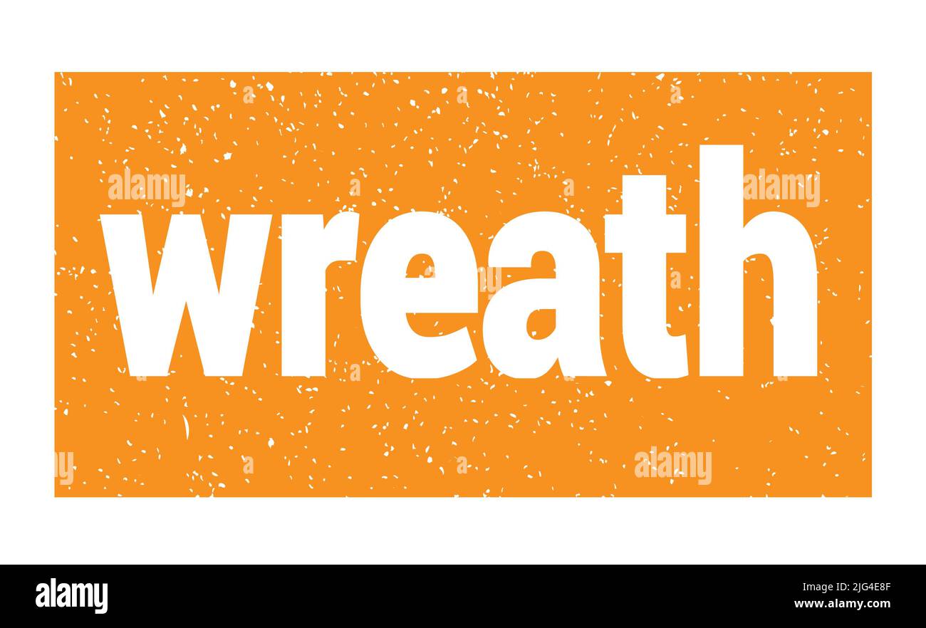 wreath text written on orange grungy stamp sign Stock Photo - Alamy