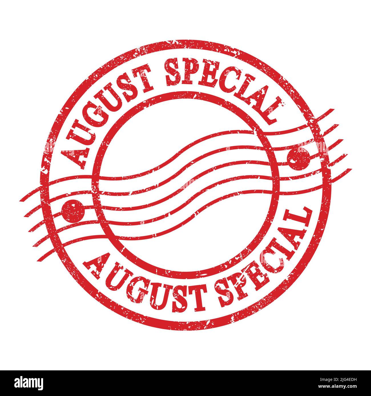 AUGUST SPECIAL, text written on red grungy postal stamp Stock Photo - Alamy
